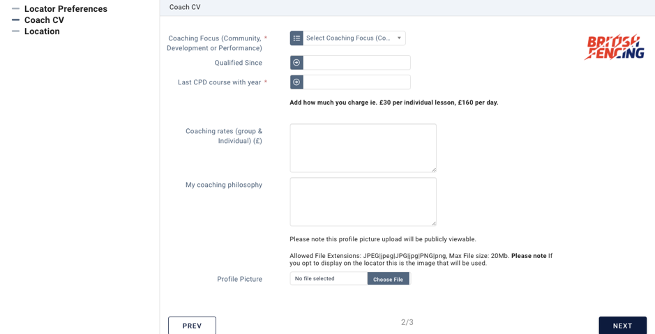 CREATING A COACH PROFILE FOR THE NEW COACH REGISTER - BRITISH FENCING